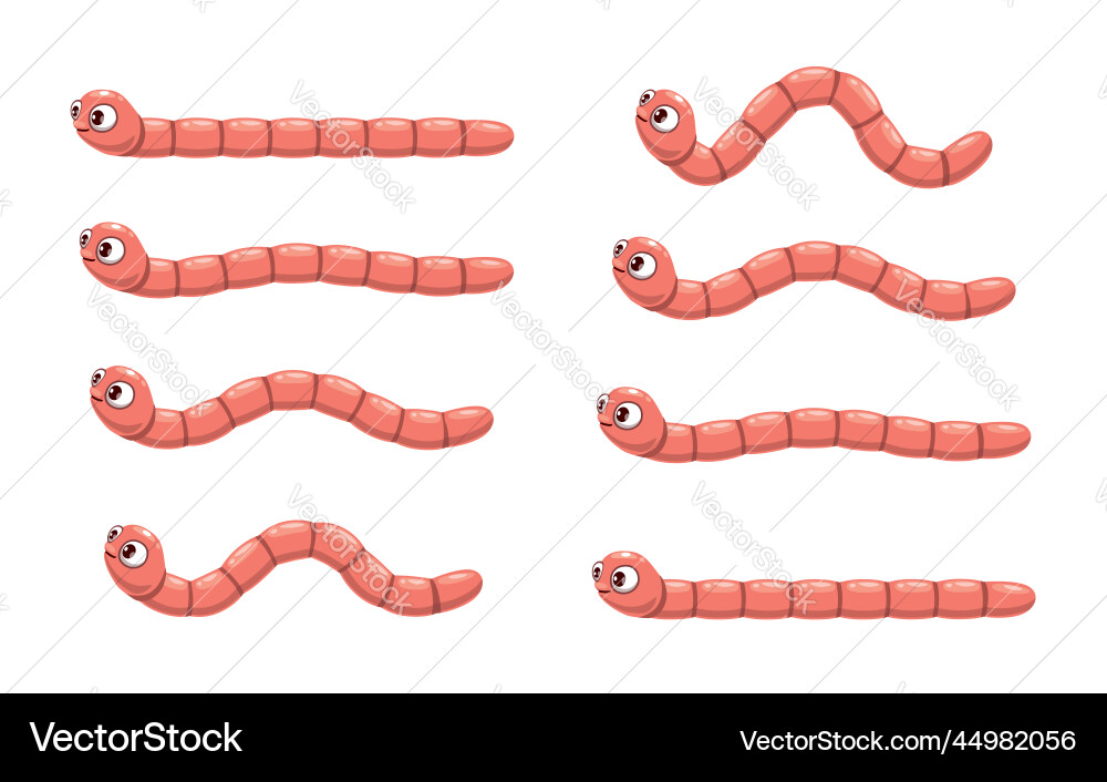 Cartoon Worm Crawl Animation Royalty Free Vector Image