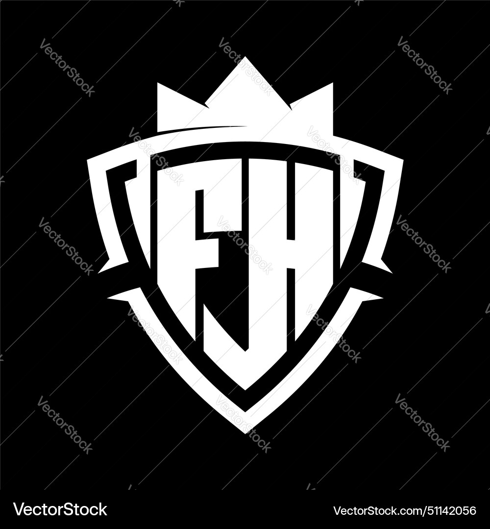 Fh letter monogram with triangle curve shield Vector Image