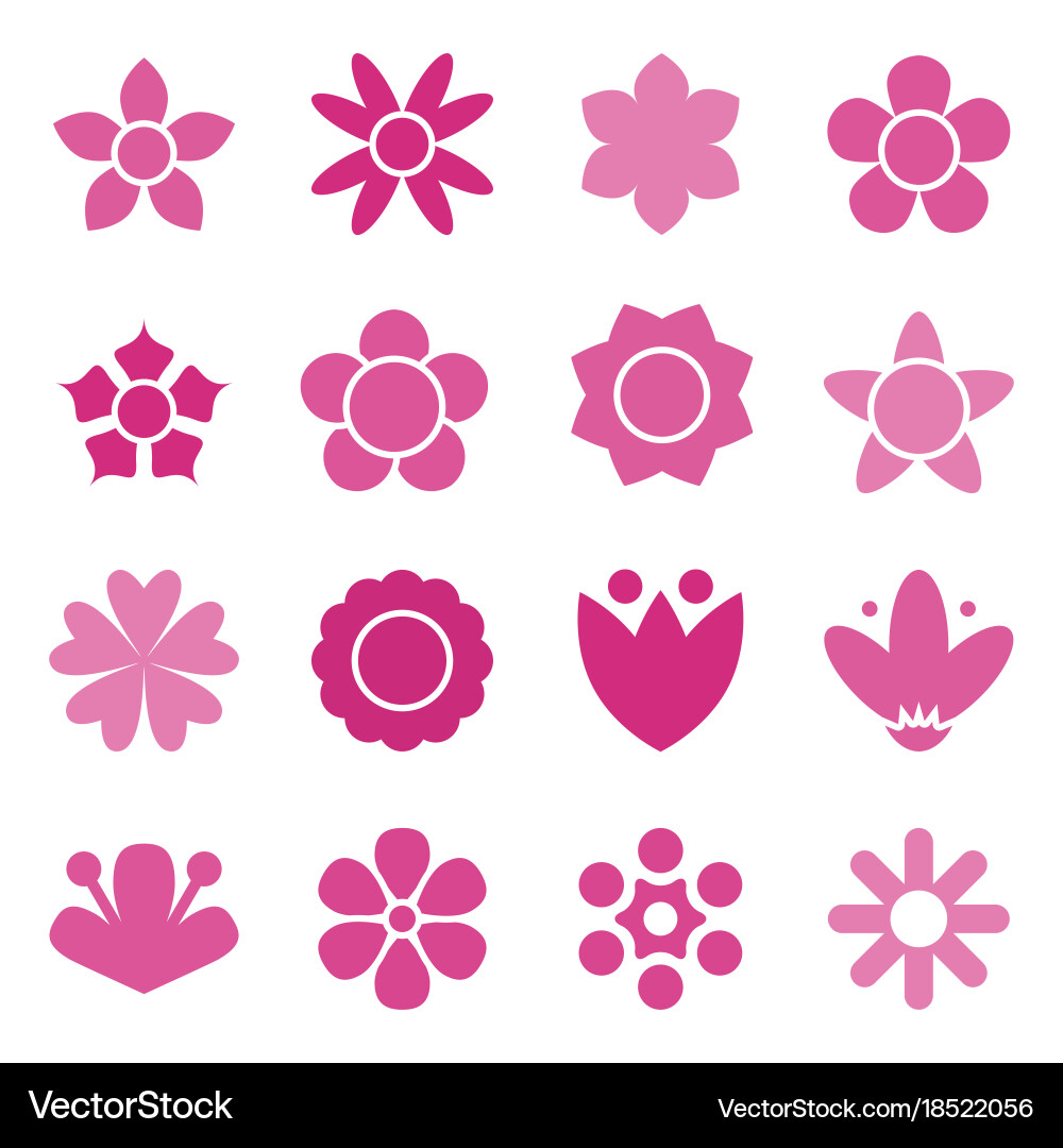 Blumen Icon Set Lizenzfreies Vektorbild - VectorStock