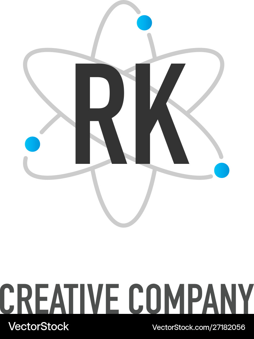 Initial letter rk atom neutron design logo Vector Image