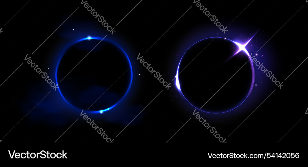 Solar eclipse circles showing moon covering sun Vector Image