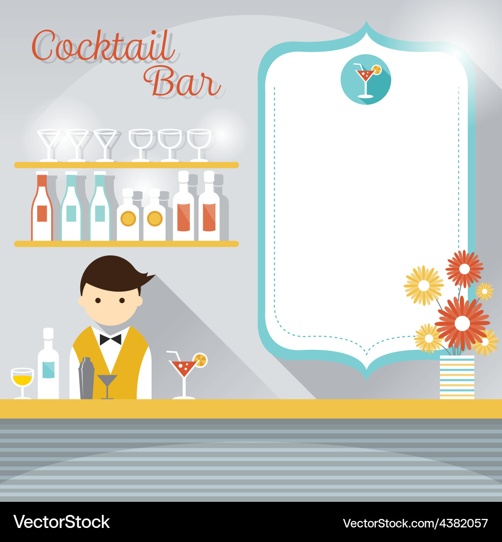 Bartender at counter cocktail bar with blank sign – Royalty-Free Vector ...