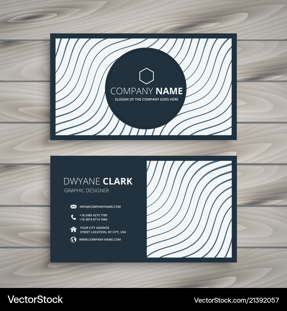 Business card design with wavy lines Royalty Free Vector