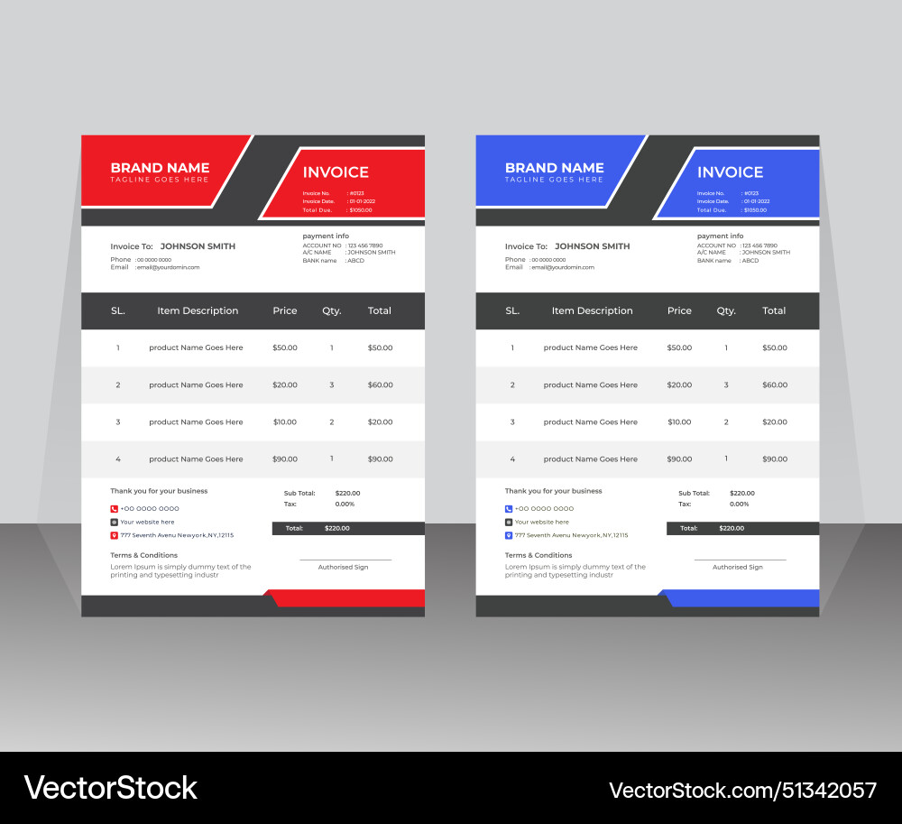 Creative and modern invoice template design Vector Image