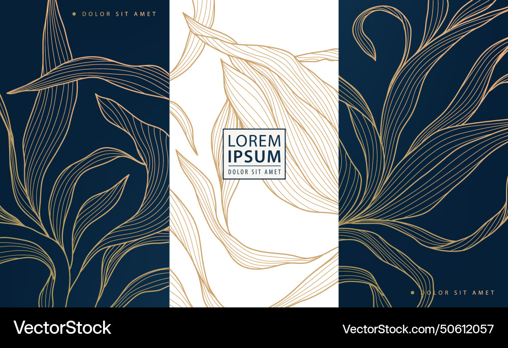 Set of flower leaves elegant patterns Royalty Free Vector