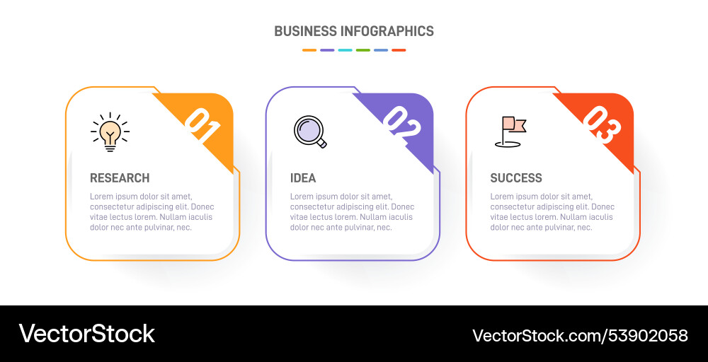 3 clean infographic design shaped elements Vector Image