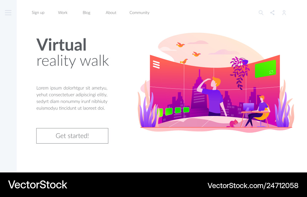 3D Virtual Tour Landing Page Royalty Free Vector Image