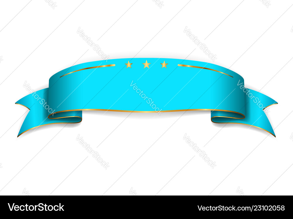 Blue ribbon banner satin blank design label Vector Image
