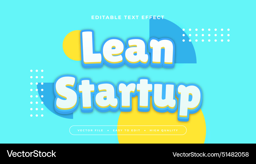 Blue white and yellow lean startup 3d editable Vector Image