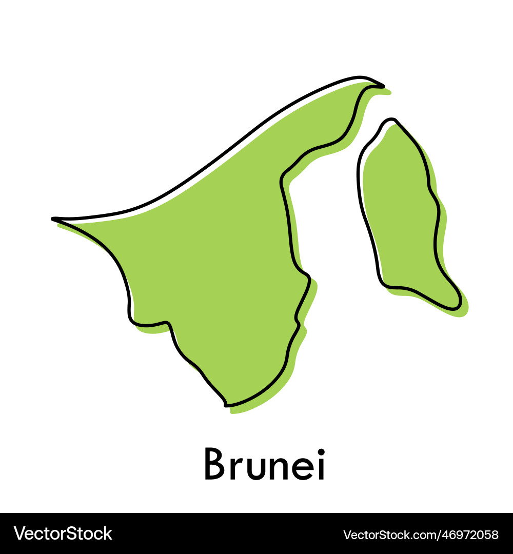 Brunei map - simple hand drawn stylized concept Vector Image