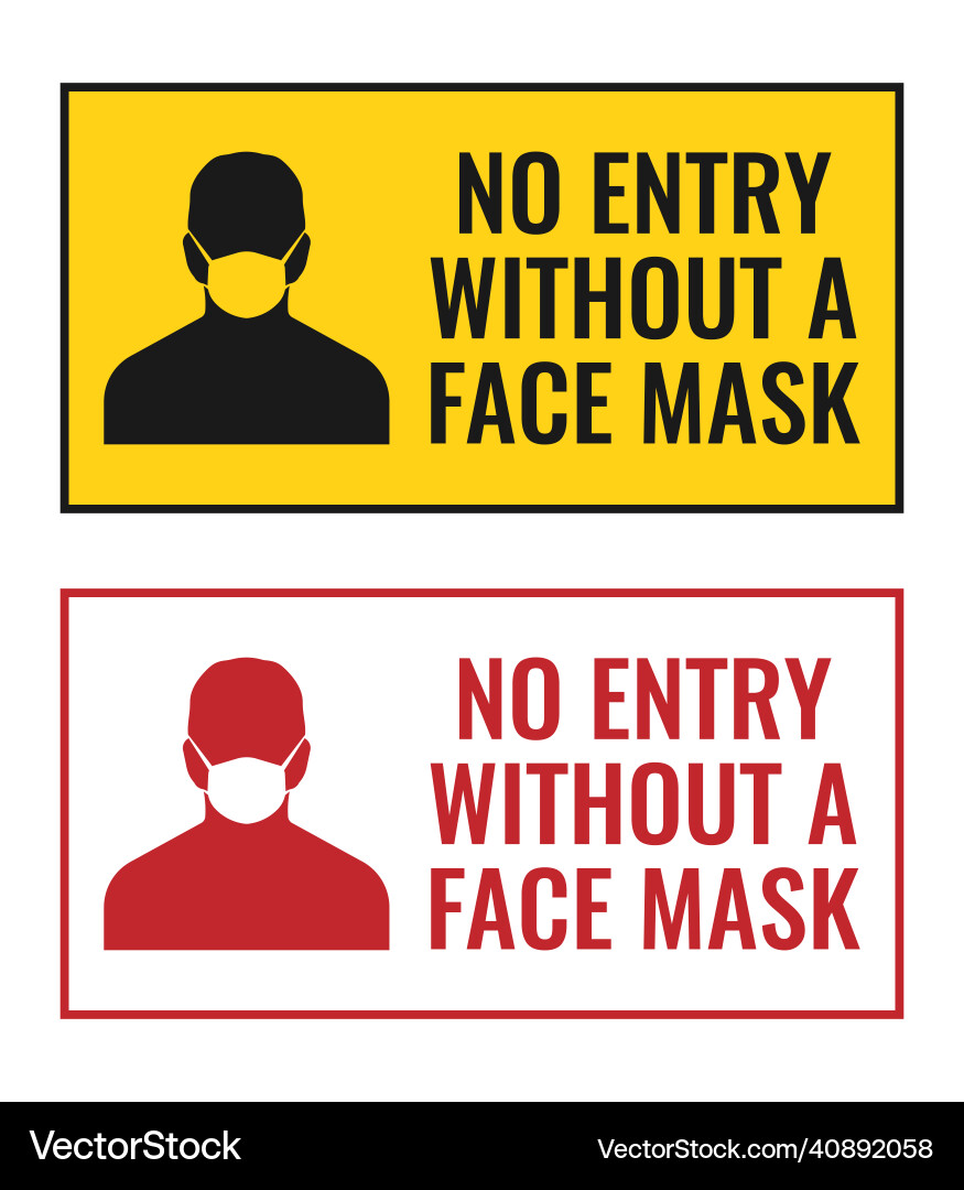 Face mask required no entry sign Royalty Free Vector Image