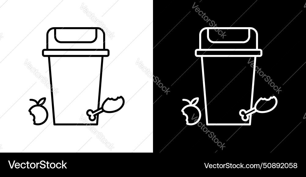 Food waste icon set trash symbol Royalty Free Vector Image