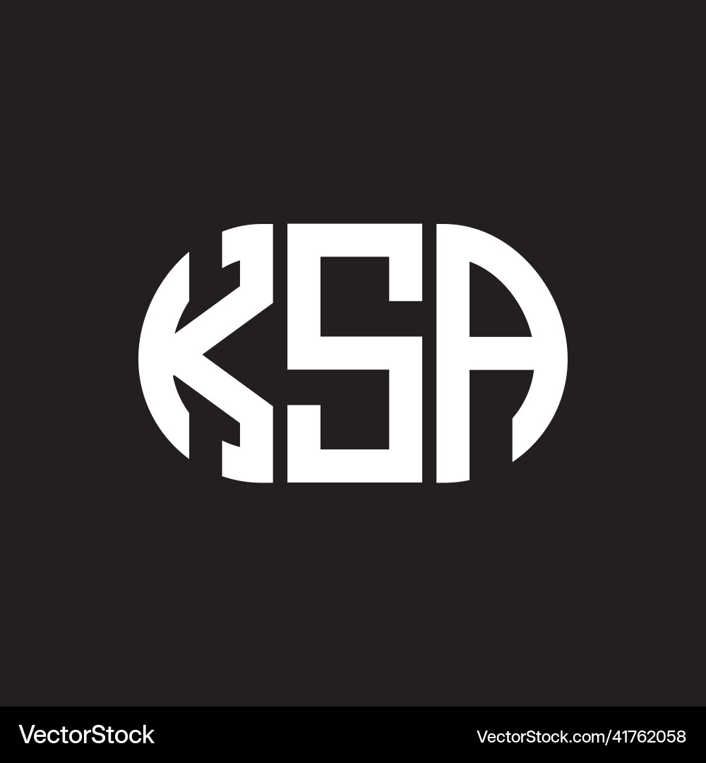 Ksa letter logo design on black background Vector Image