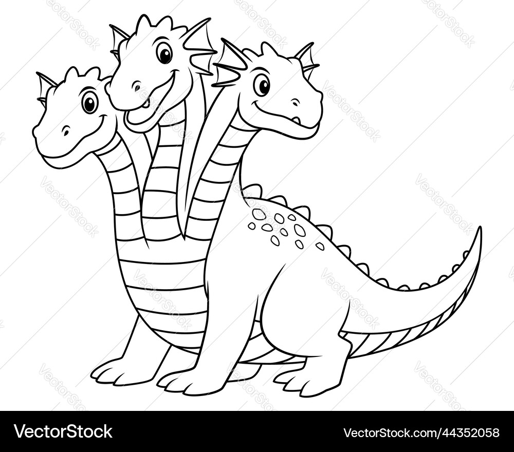 Little hydra cartoon bw Royalty Free Vector Image