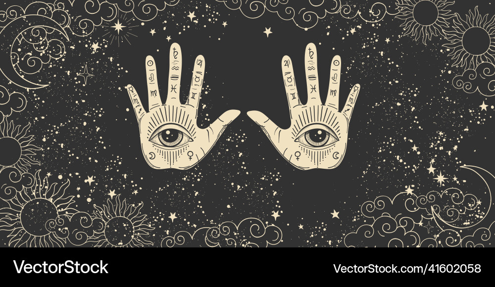 Mystical poster for numerology astrology Vector Image