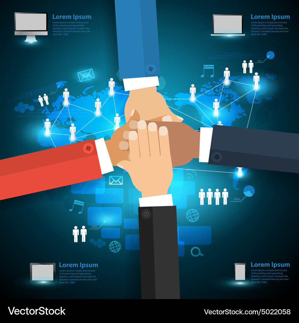 Networking technology with business team Vector Image