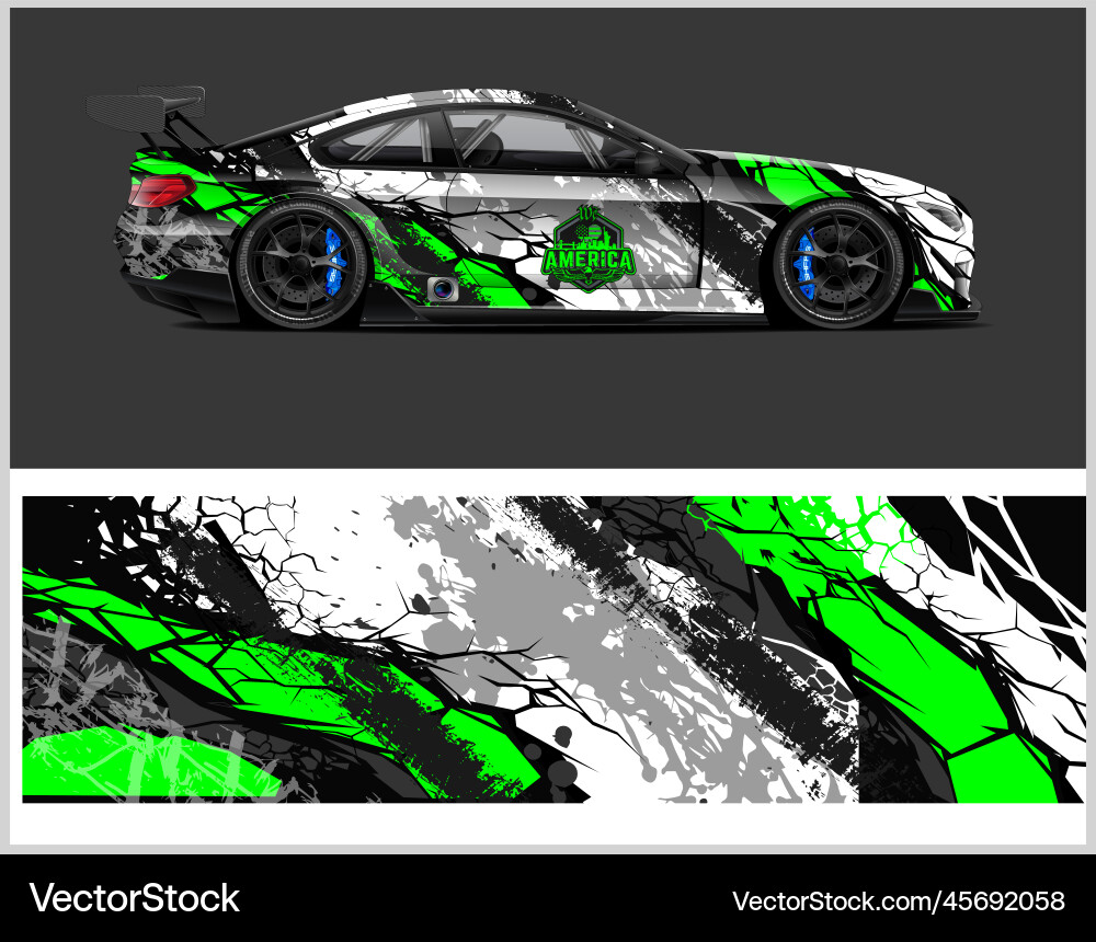 Racing car decal wrap design for livery Royalty Free Vector