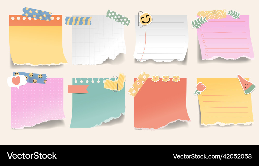 Realistic colorful torn ripped paper sheets Vector Image