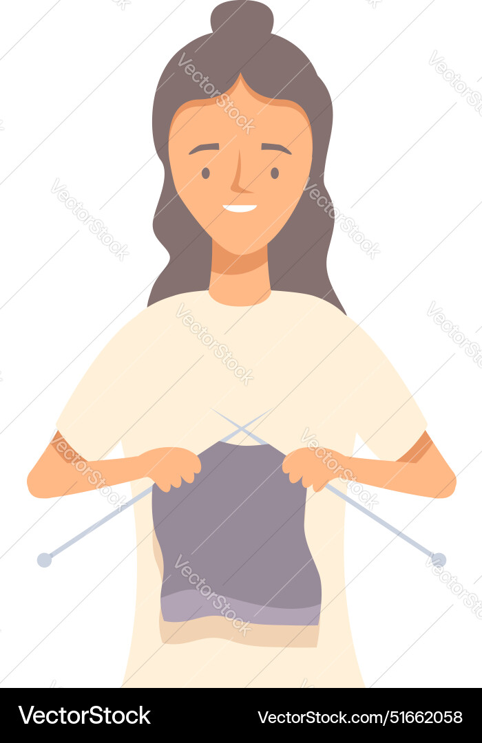 Young smiling woman knitting with two needles Vector Image
