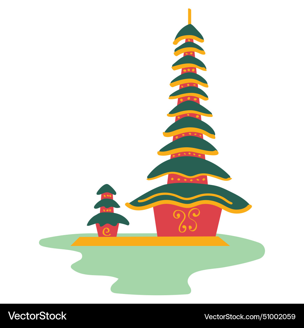 Bali temple bedugul Royalty Free Vector Image - VectorStock