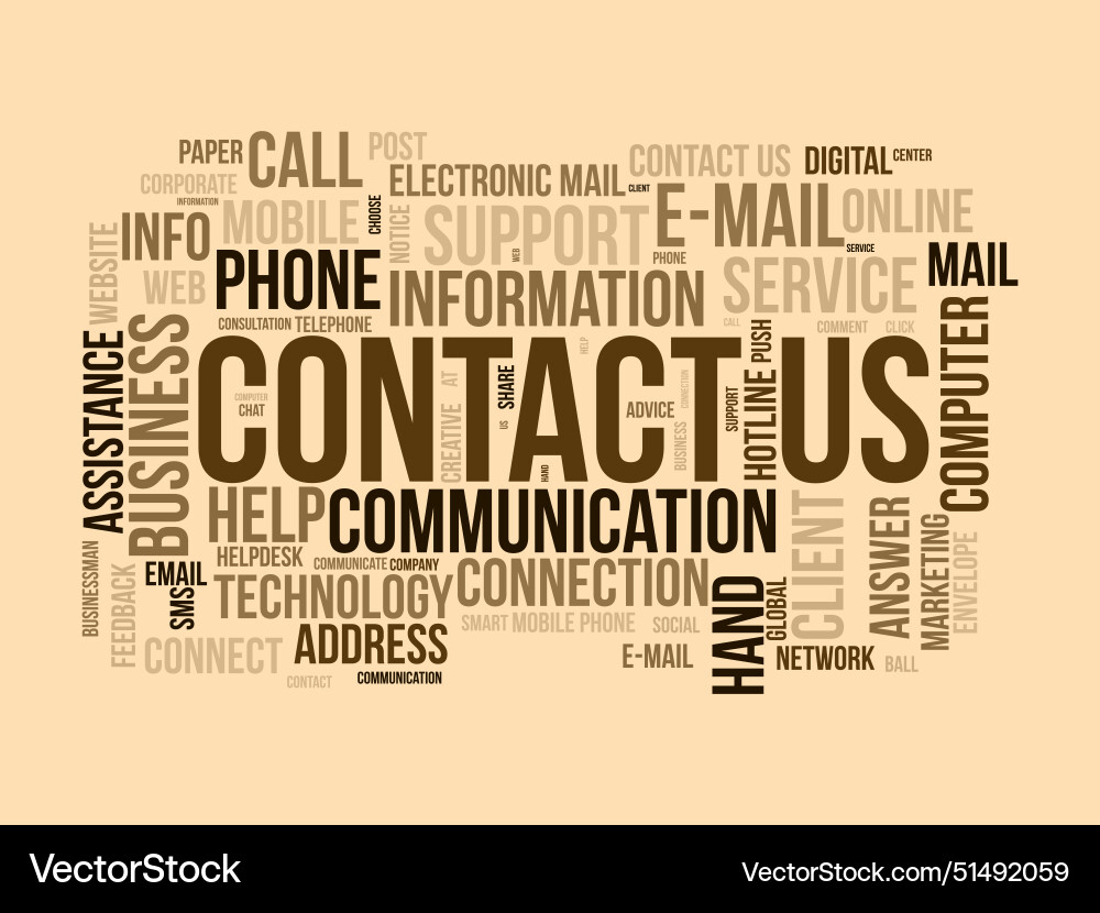 Contact us word cloud template communication Vector Image