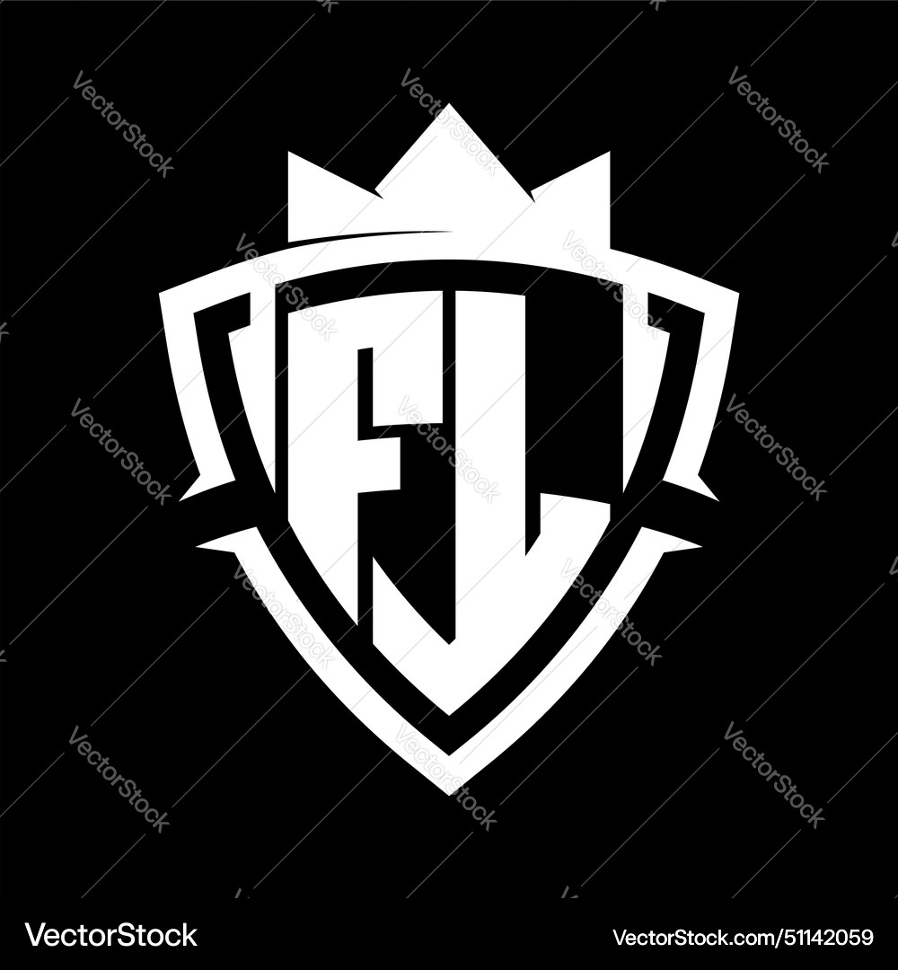 Fl letter monogram with triangle curve shield Vector Image