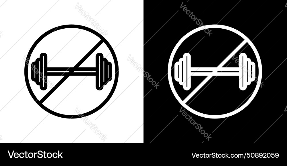 Forbidden barbell sign avoid gym exercise symbol Vector Image