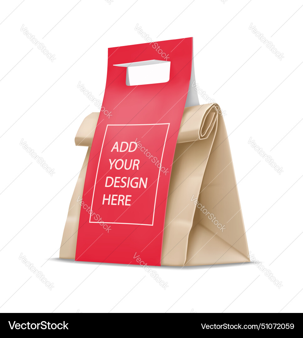 Kraft paper bag with handle Royalty Free Vector Image