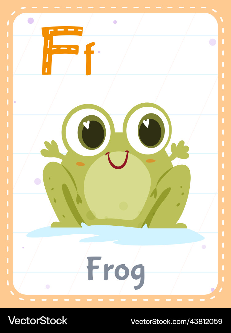 Letter F Flashcard - Cute Frog Royalty Free Vector Image