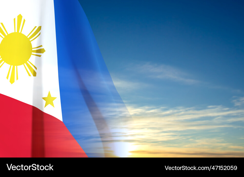 Philippines flag on background of sky Royalty Free Vector