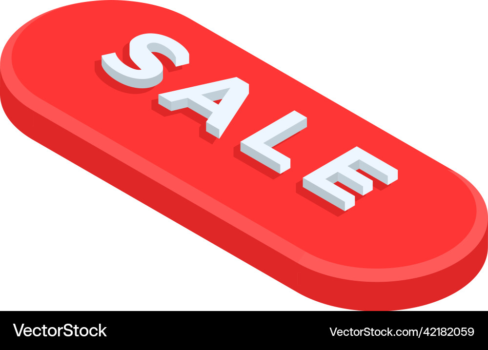 Red sale button circle internet shopping Vector Image