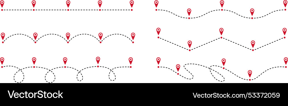 Roadmap path timeline dashed line way route chart Vector Image