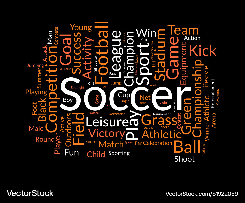 Soccer wordcloud template sport concept background