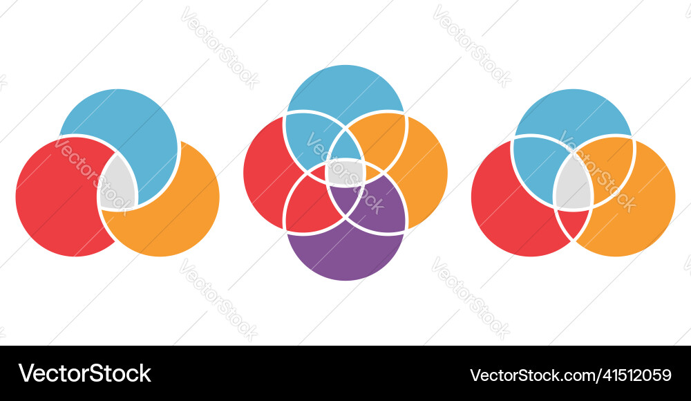 Three and Four Circle Venn Diagram Royalty Free Vector Image