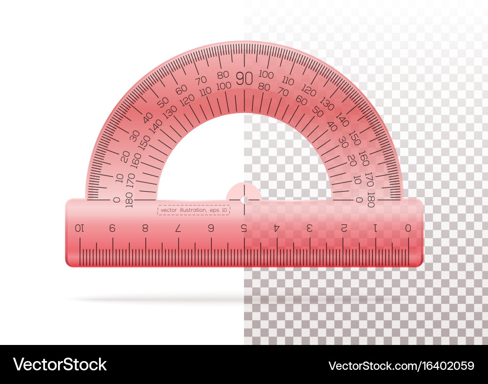 Transparent plastic red protractor Royalty Free Vector Image