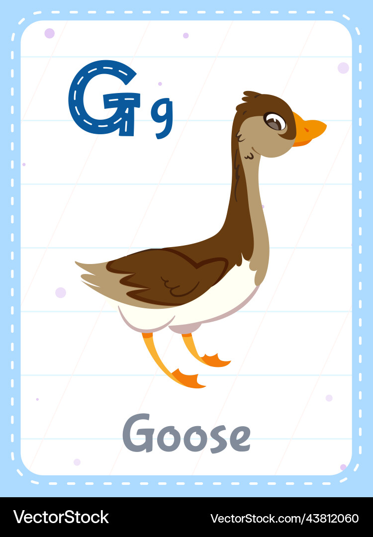 Alphabet printable flashcard with letter g Vector Image