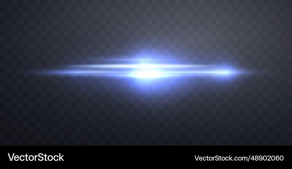 Blue horizontal lens flare isolated Royalty Free Vector