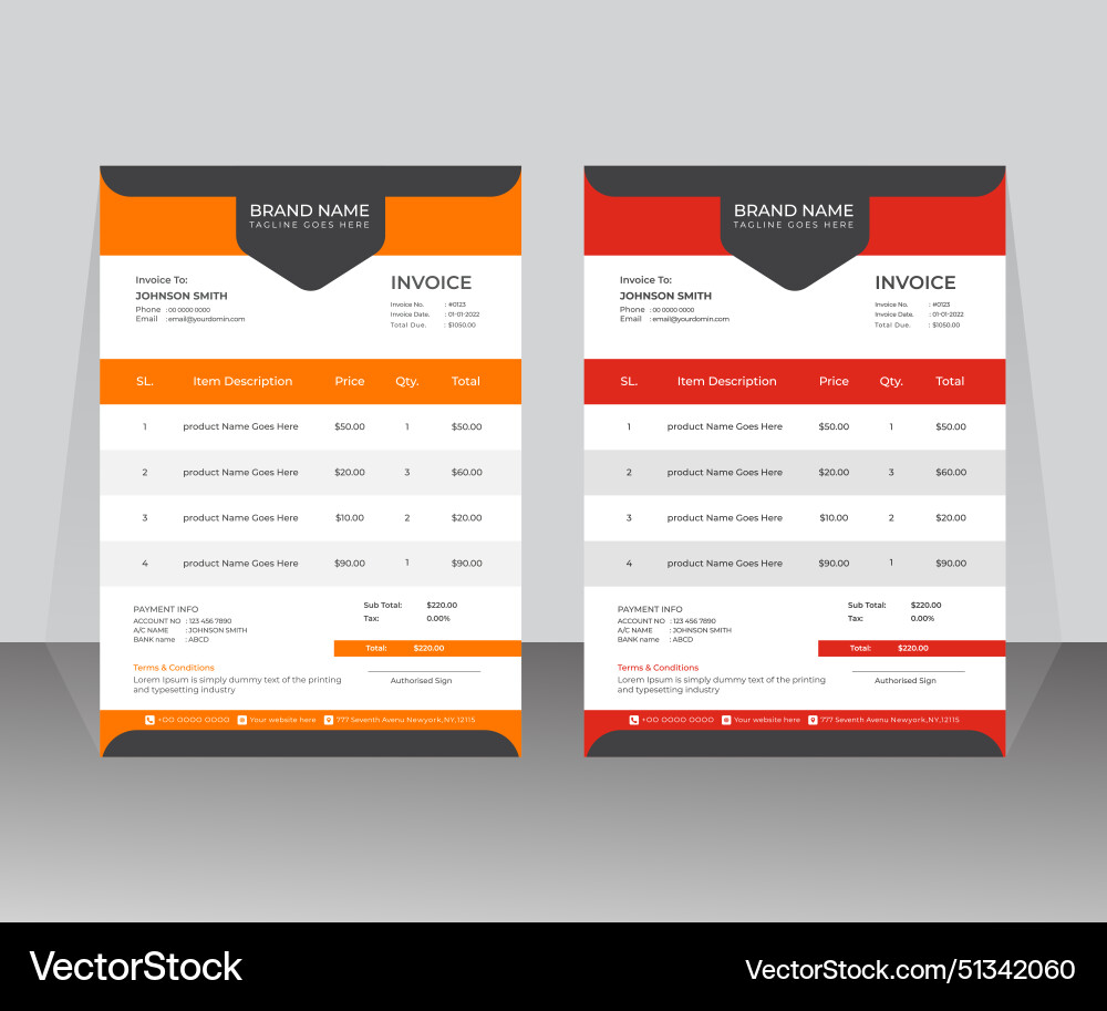 Creative and modern invoice template design Vector Image