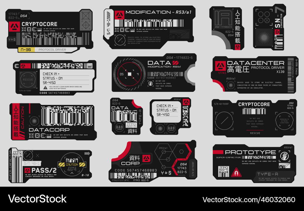 Cyberpunk decal sticker label Royalty Free Vector Image
