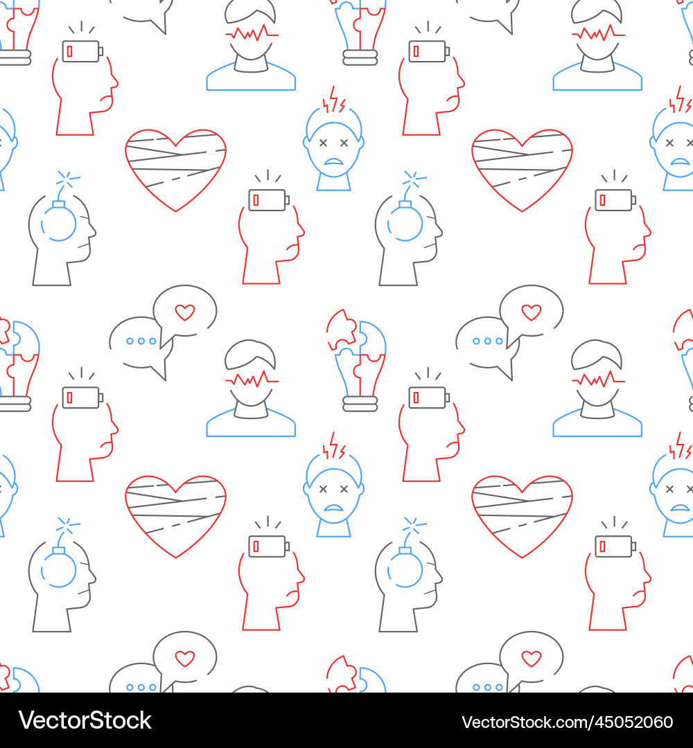 Fatigue and anxiety tired person pattern Vector Image