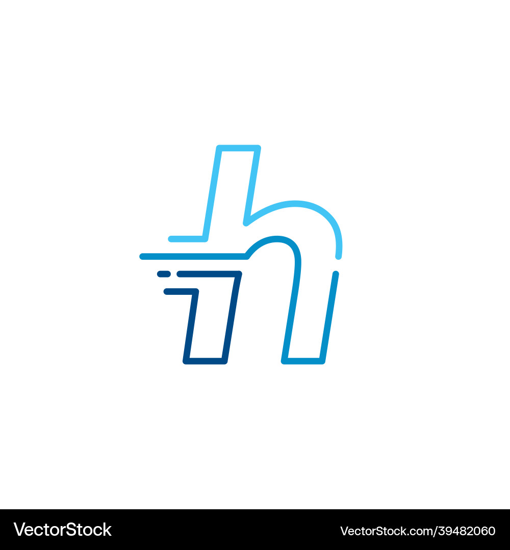 H letter dash lowercase tech digital fast quick Vector Image