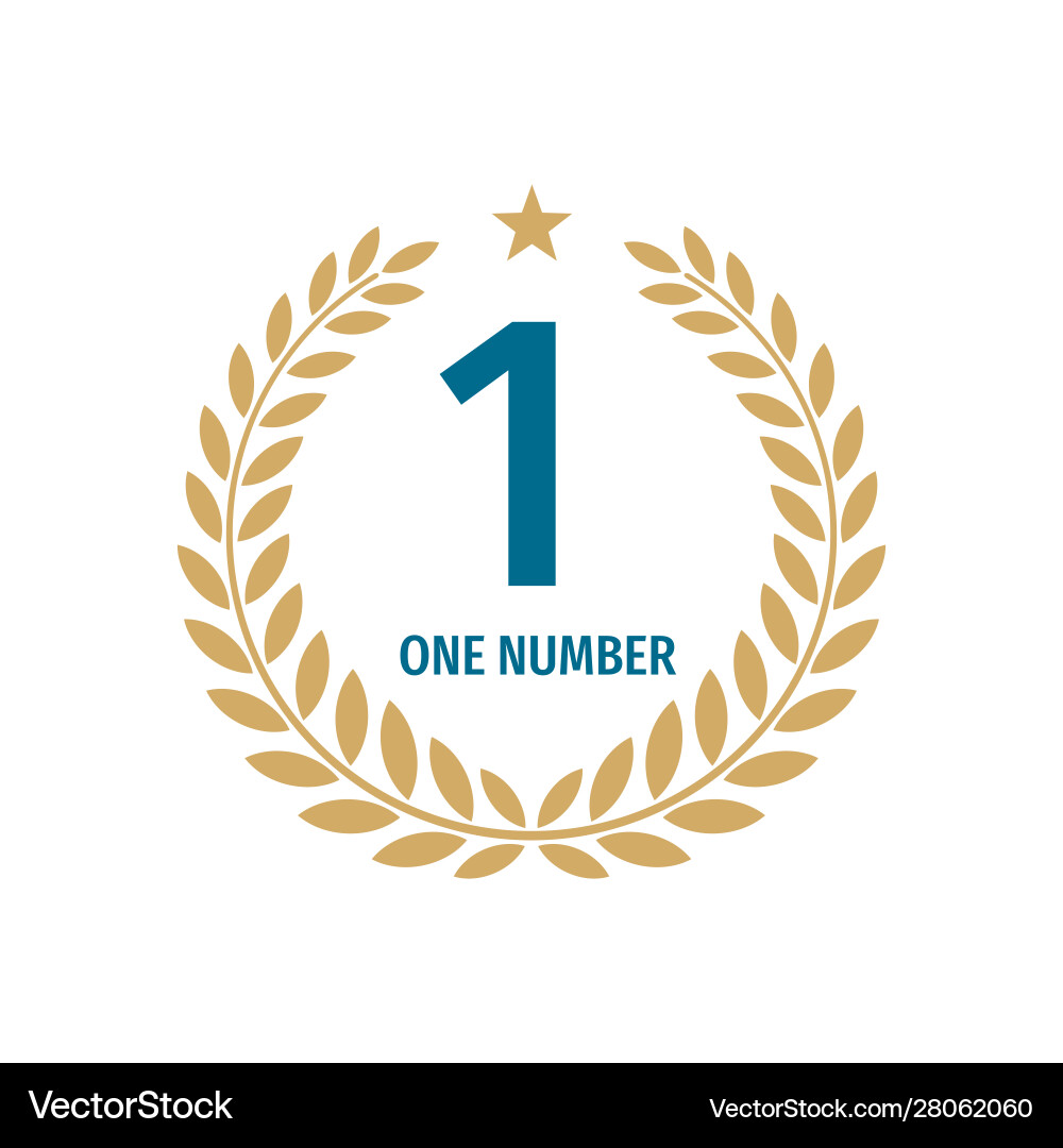Number one badge logo design with a laurel wreath Vector Image