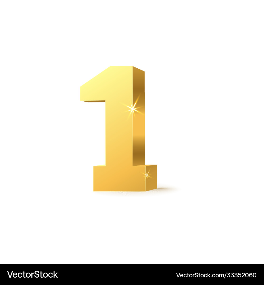 Number one golden typography symbol realistic Vector Image