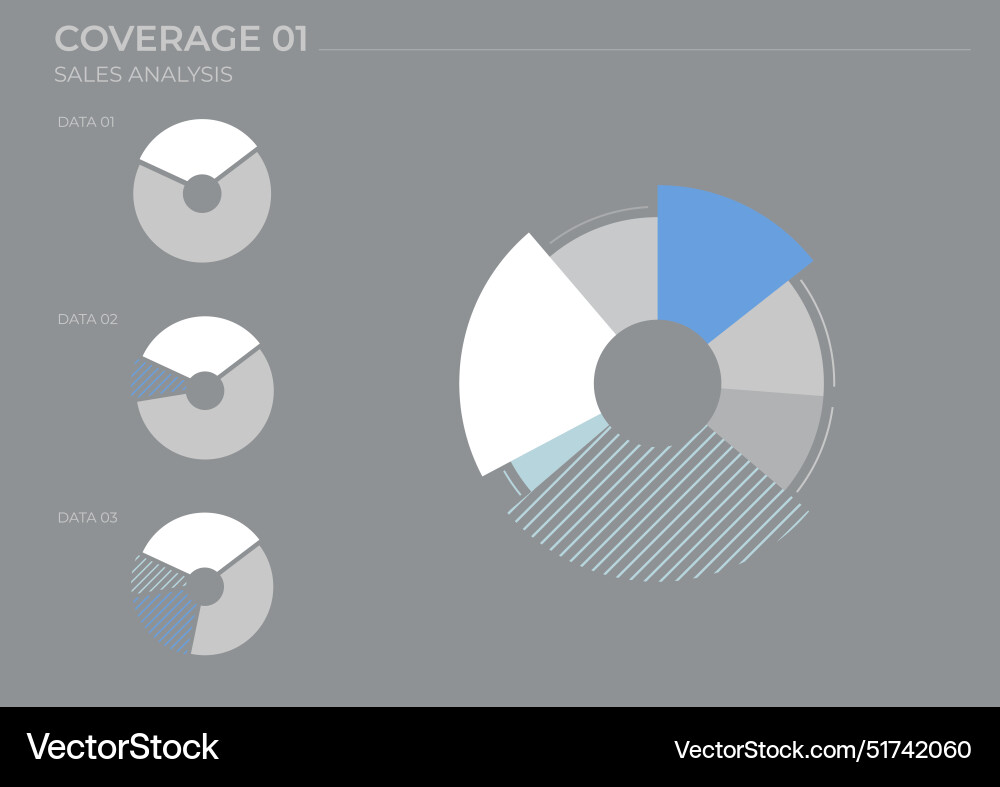 Pie data analysis charts in color elements Vector Image