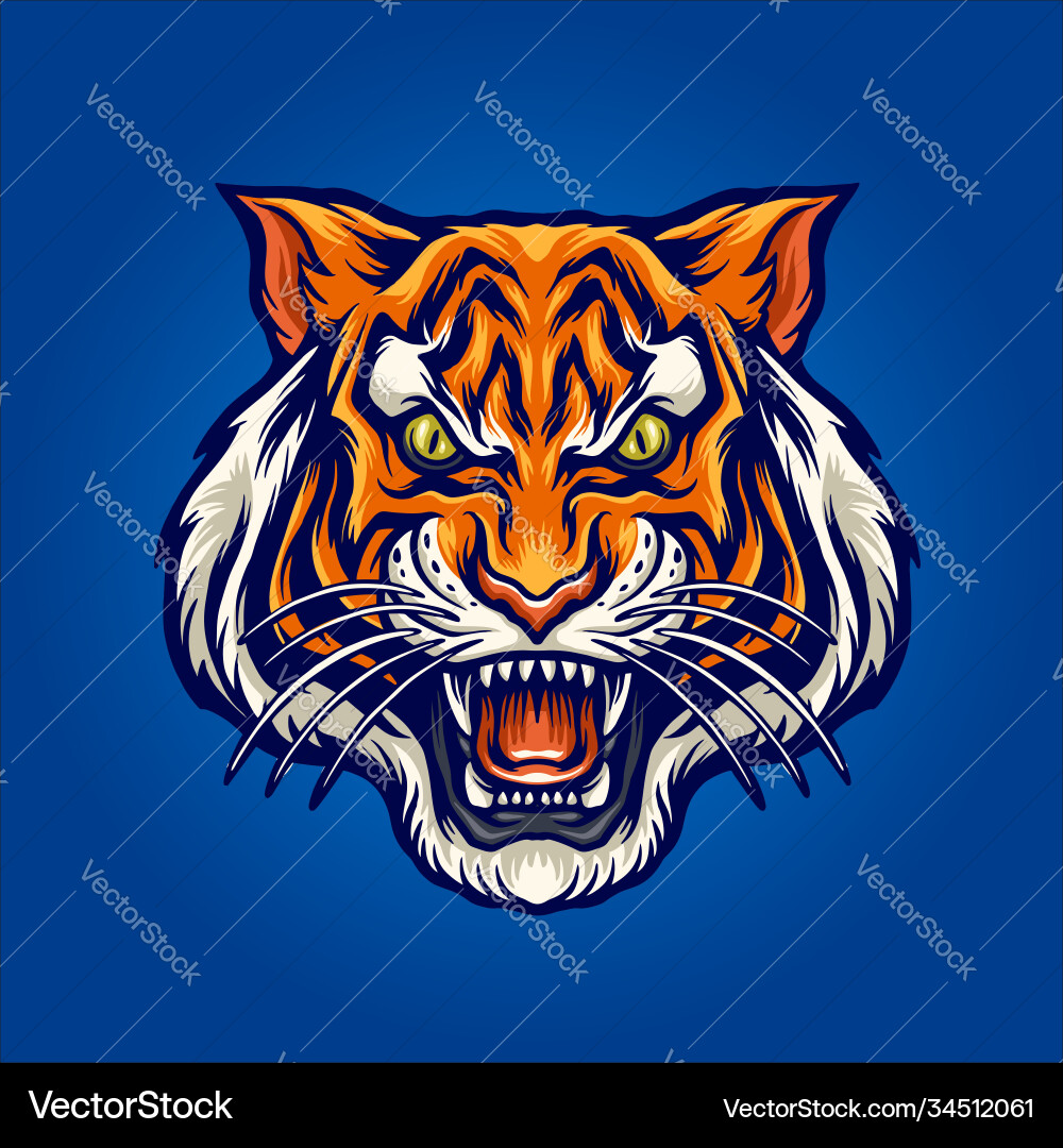Aggressive Tiger Head Logo Royalty Free Vector Image