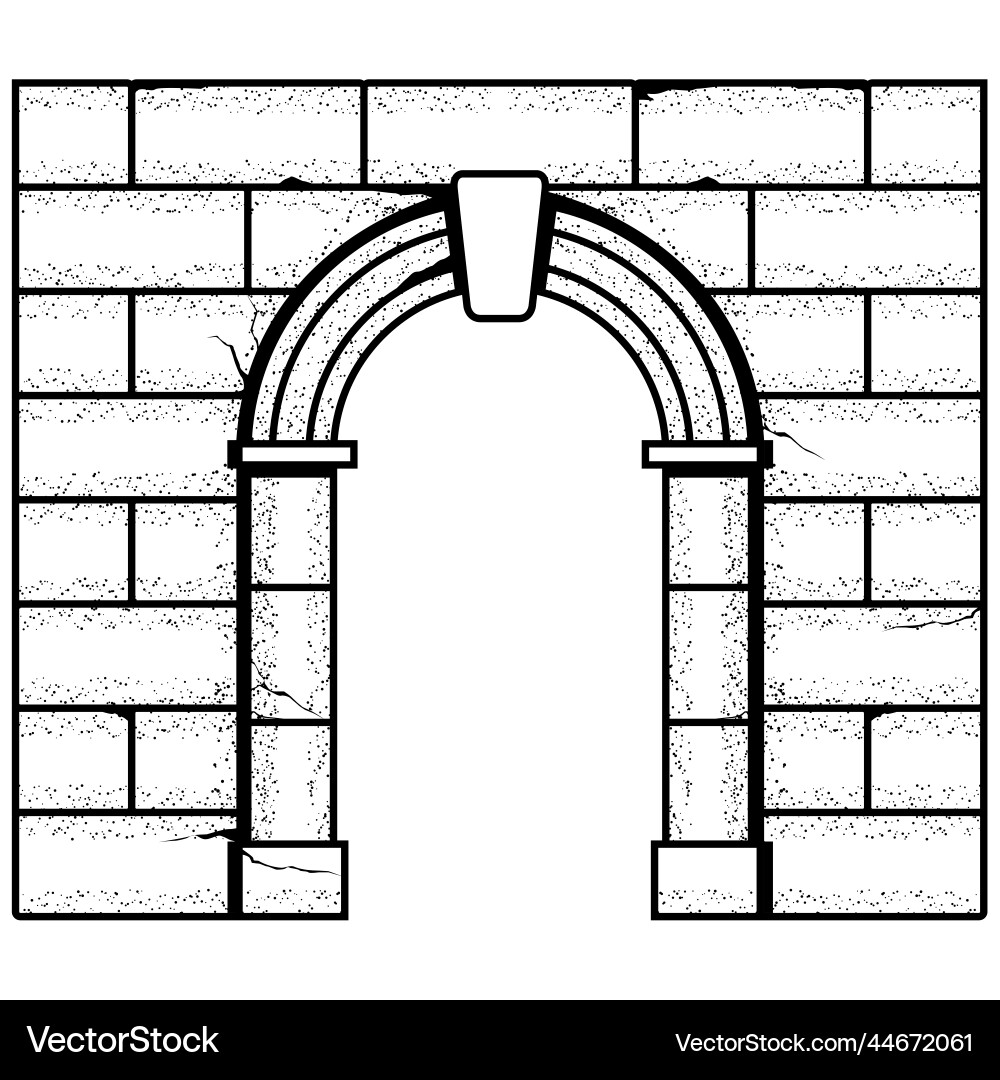 Ancient roman stone arch and brick wall medieval Vector Image