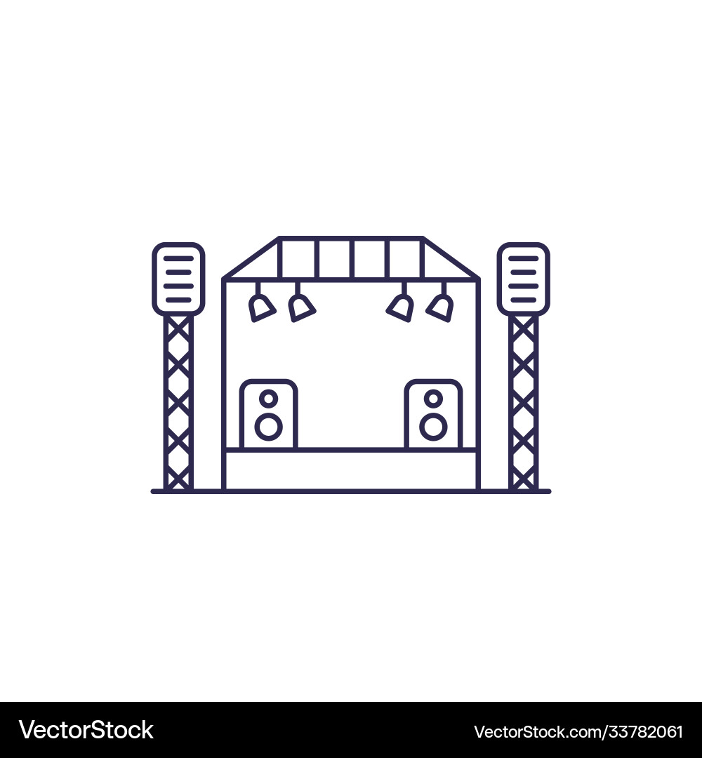 Concert stage line icon Royalty Free Vector Image