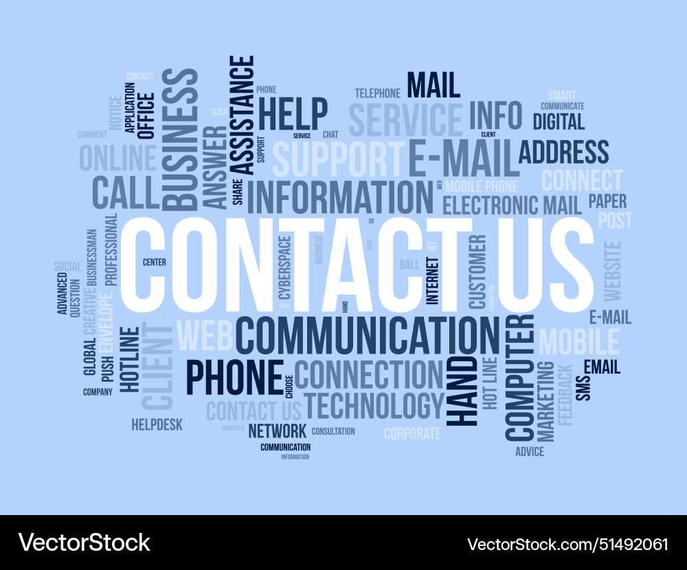 Contact us word cloud template communication Vector Image