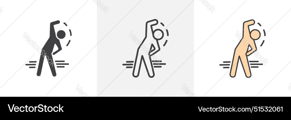 Fitness exercise icon set workout warmup exercise Vector Image