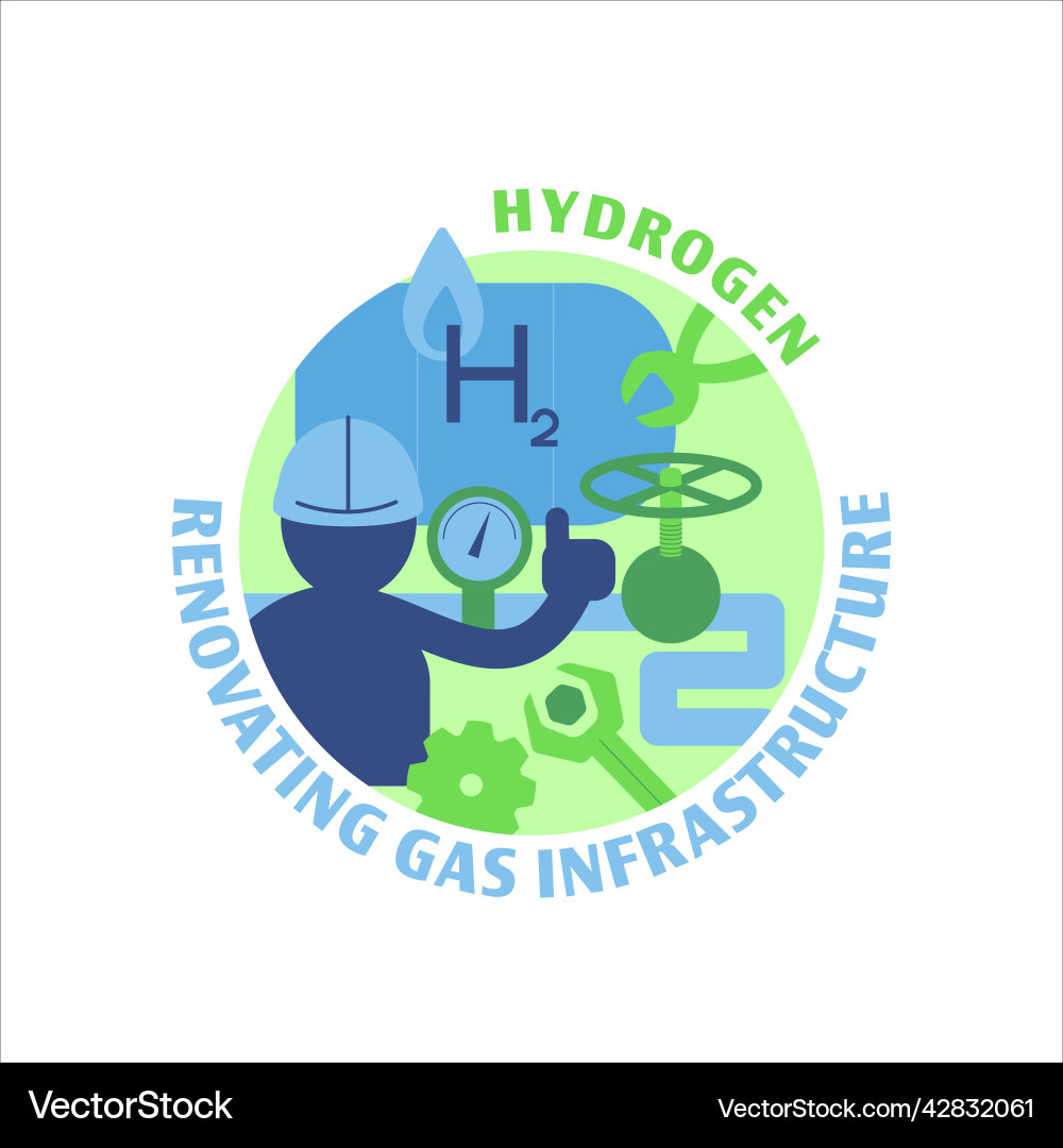 Hydrogen icon renovating gas infrastructure Vector Image